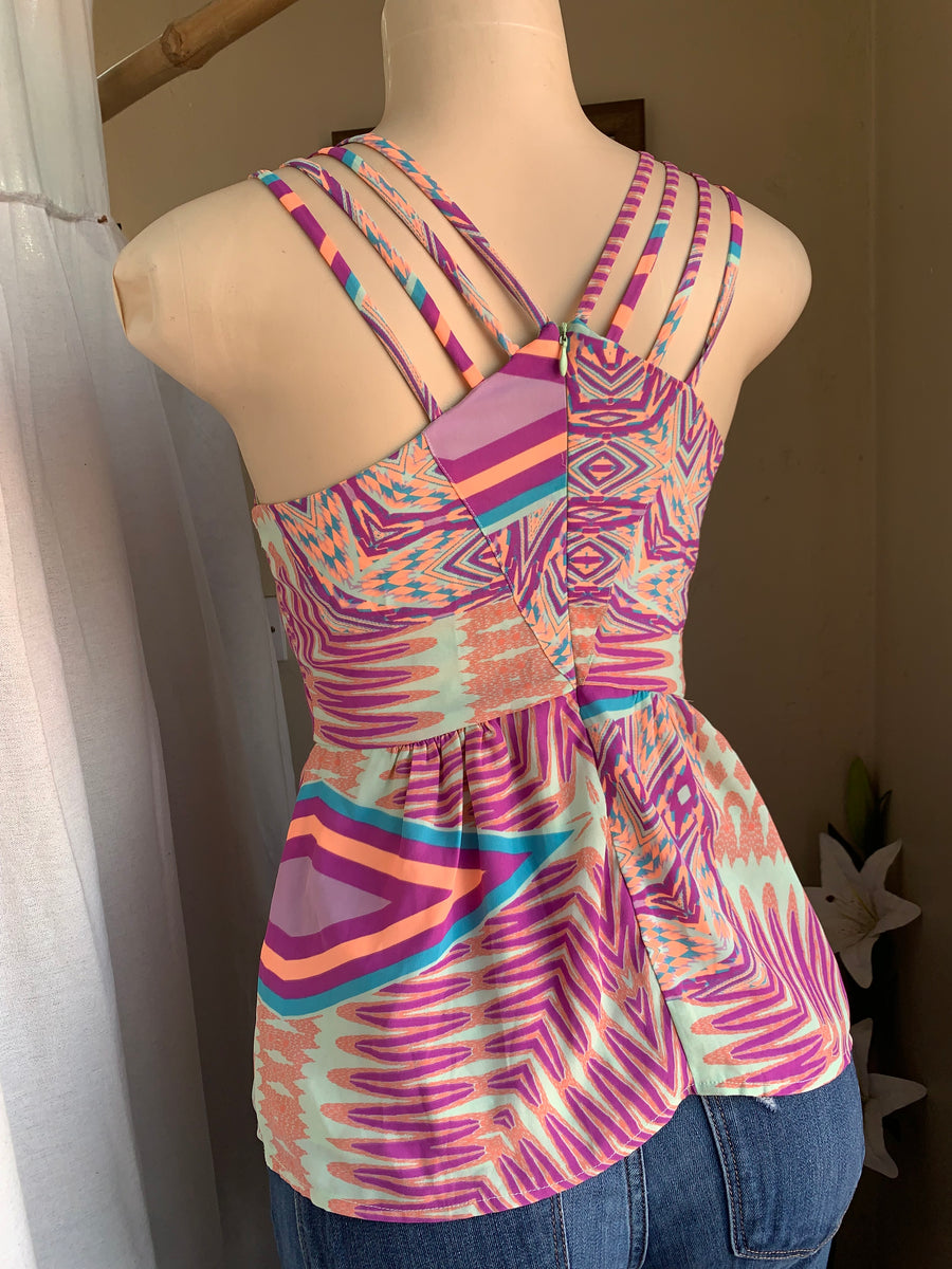 Printed cami top with strappy back detail … s – Thrift Nature Closet Ja
