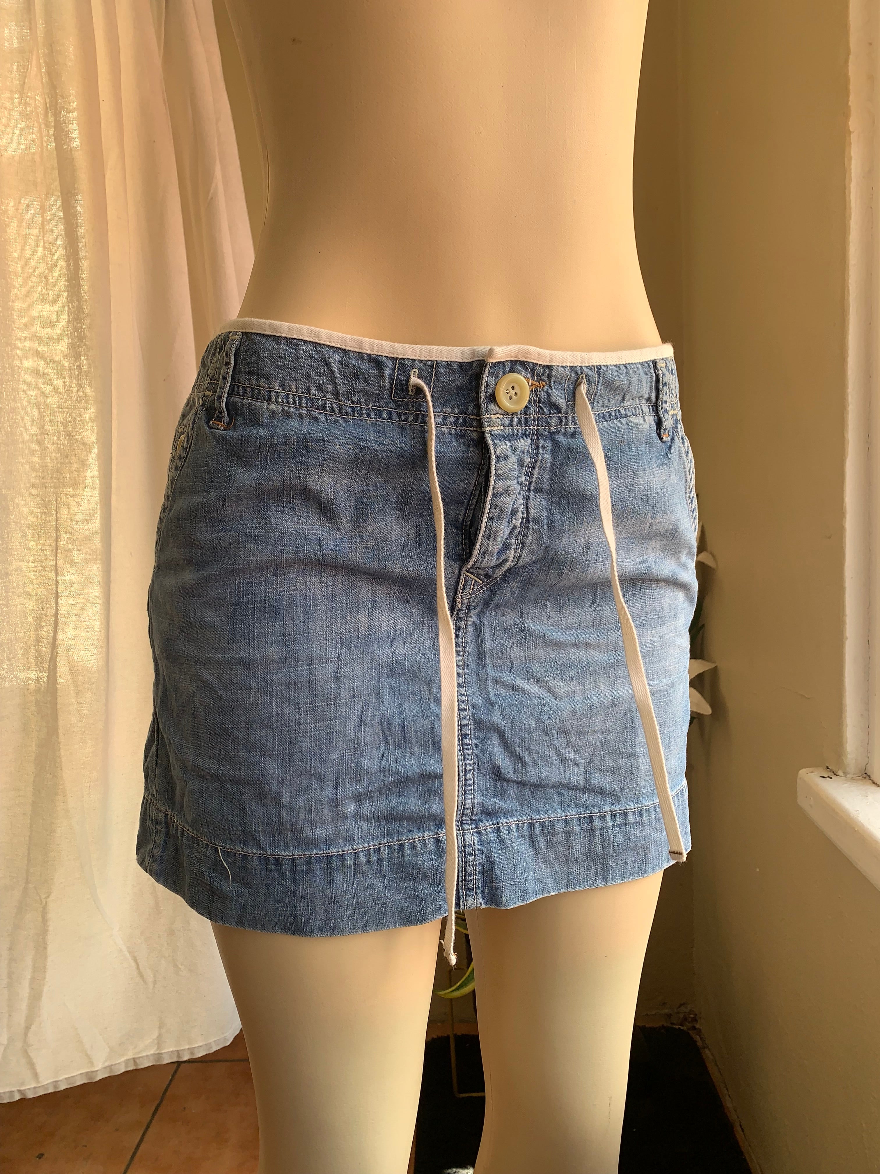 Mini draw string denim skirt . Size 6 – Thrift Nature Closet Ja