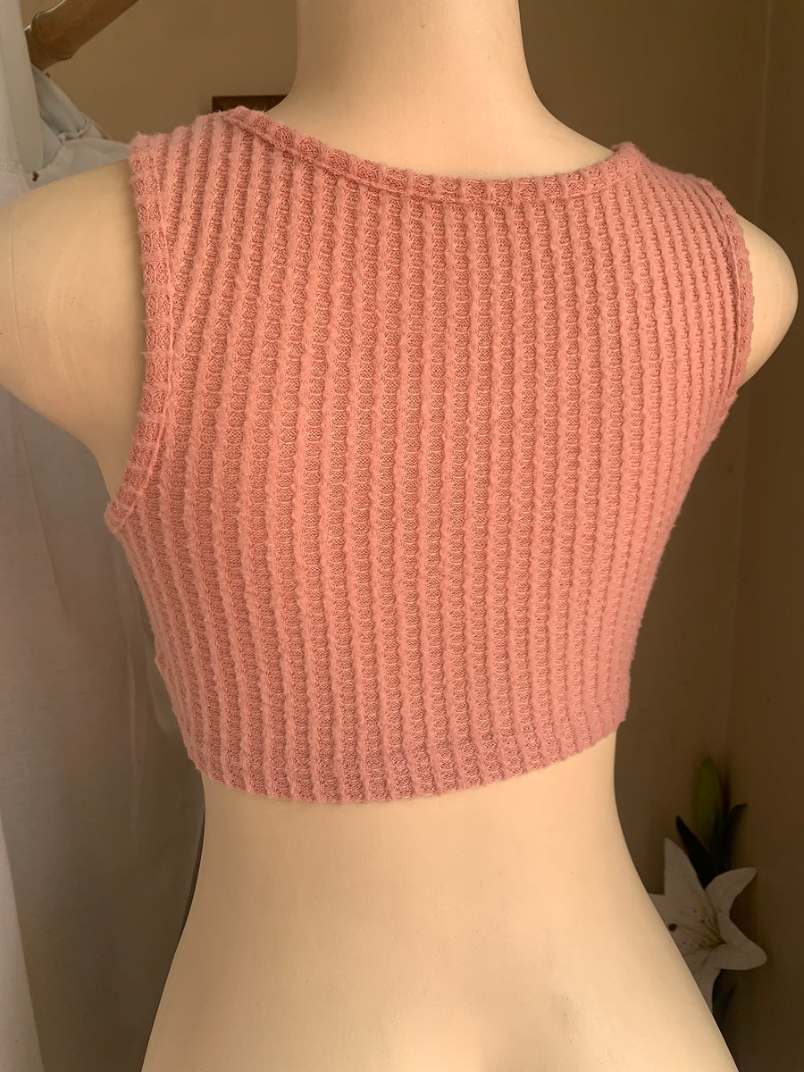 Super soft pink ribbed crop top with lots of stretch … s – Thrift ...